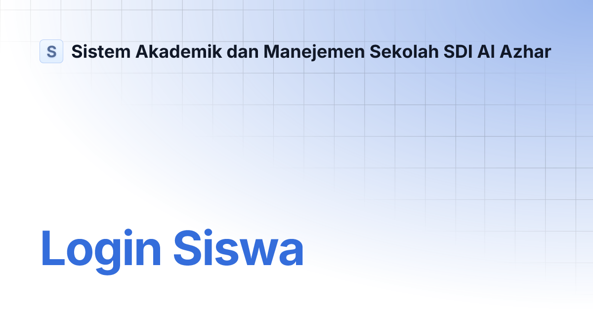 Login Siswa | Sistem Akademik dan Manejemen Sekolah SDI Al Azhar